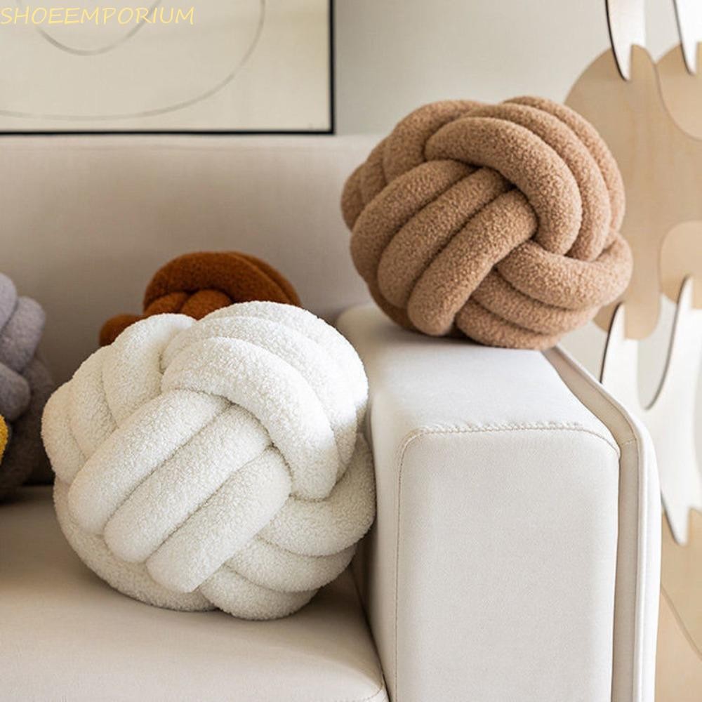 SHOEEMPORIUM Knotted Ball Plush เอวป้องกันทอมือโซฟาเบาะที่โดดเด่นเบาะ ...