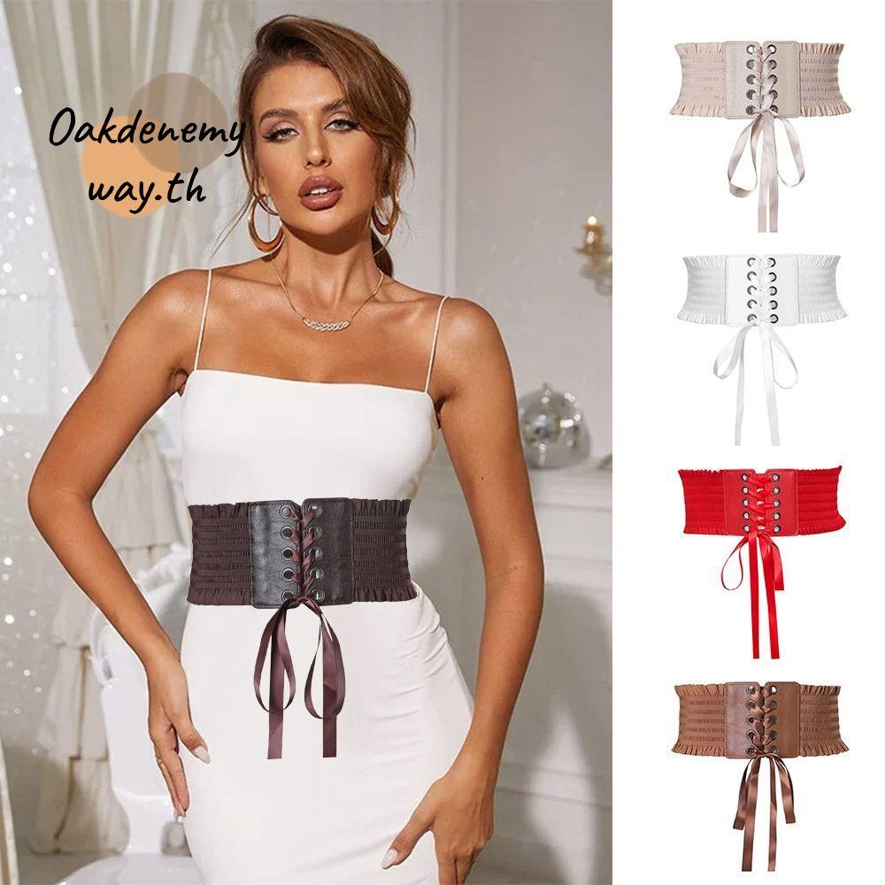 OAKDENEMYWAY Corset cummerbund พลาสติกPUและผ้าไหมยืดหยุ่น สำหรับเจ้าสาว ...