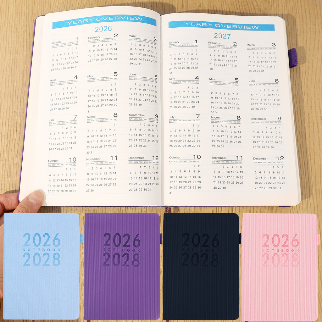2026-2028 Planner Notebook ปกหนังเทียม, วางแผนรายเดือนรายปีวางแผนรายวัน ...