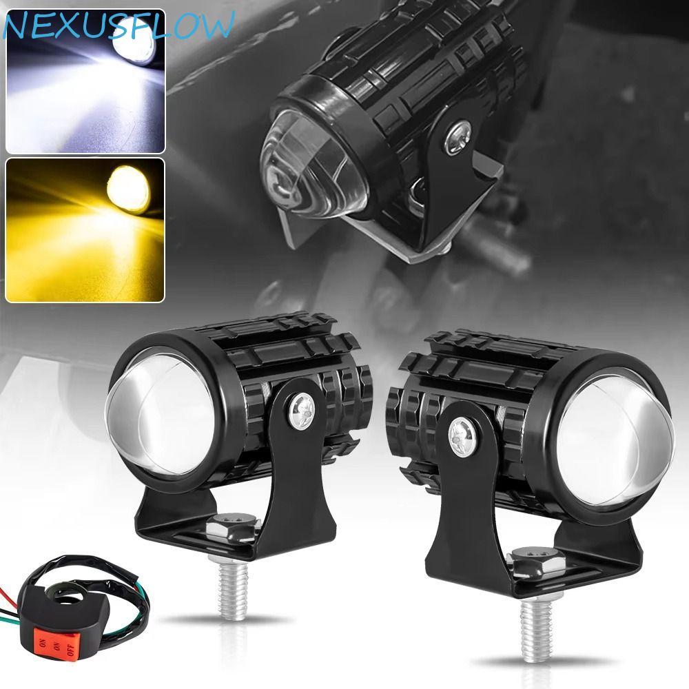 NEXUSFLOW 2 ชิ้นเสริมสปอตไลท์โคมไฟ, DC 8-80V Dual Color Light รถจักรยานยนต์ Mini ขับรถ, Super ...
