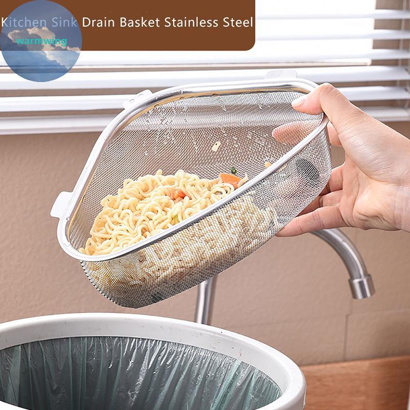 Warmwing 1 PC สแตนเลสอ่างล้างจานตะกร้าท่อระบายน้ําสามเหลี่ยมอาหารผัก Peel ไข่กรองจัดเก็บห้องครัว ...