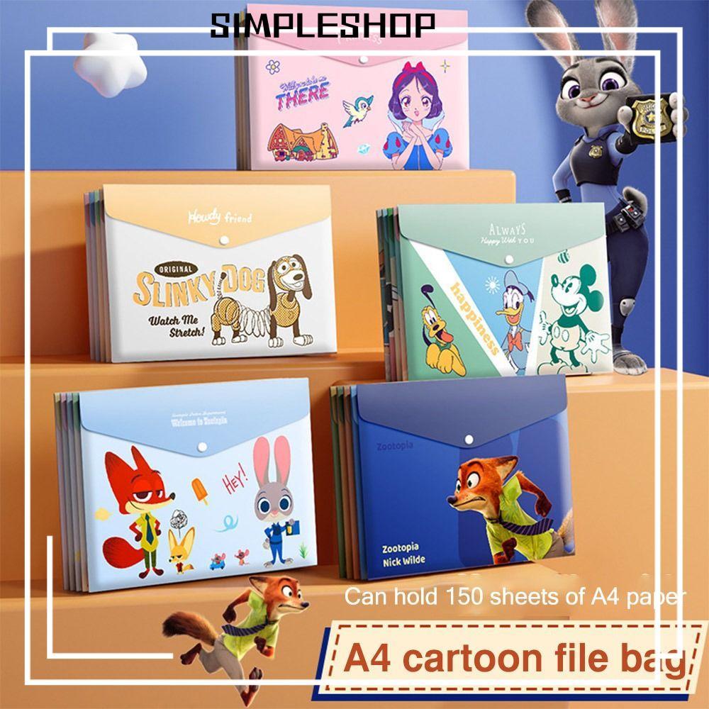 SIMPLESHOP 5 ชิ้น/เซ็ตโฟลเดอร์แฟ้ม A4, กระเป๋าแฟ้มกันน้ําความจุขนาดใหญ่, แบบพกพา PP Snap ...