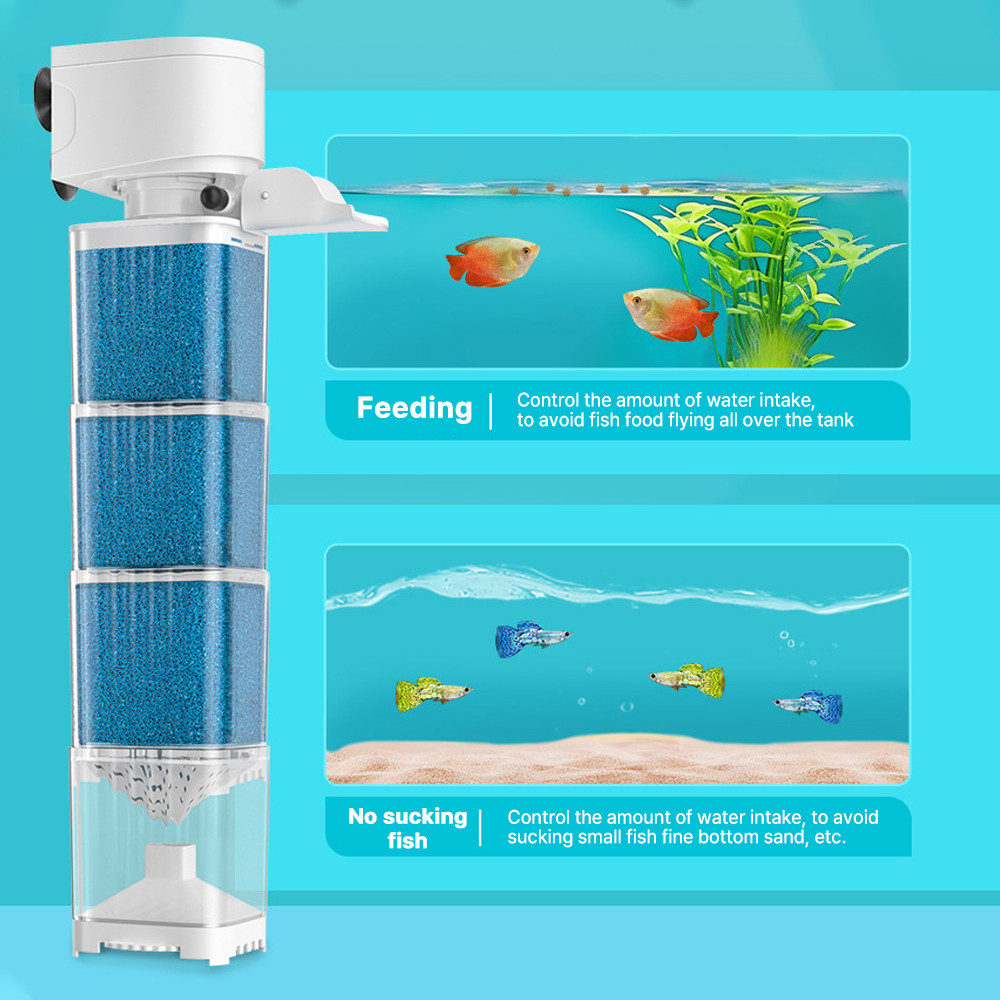 6in1 Aquarium Filter Pump Fish Tank Submersible Silent Air Oxygen ...