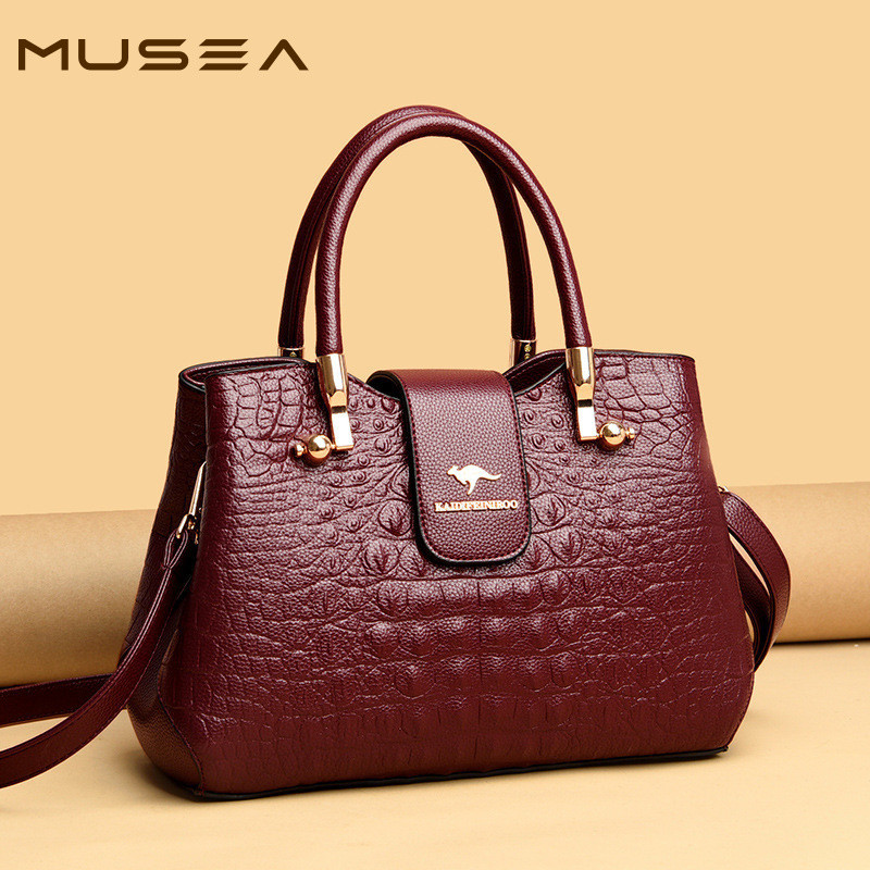 KAIDIFEINIROO กระเป๋าถือหนังวัว ลายจระเข้หรู ใช้ 3 แบบ สายถอดได้! จุของ ...