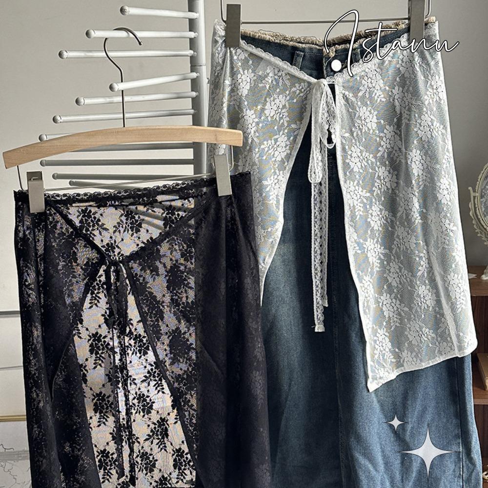 ISTANU กระโปรงฮาราจูกุ ลายลูกไม้บางซีทรู เหมาะสำหรับฤดูใบไม้ผลิและฤดู ...