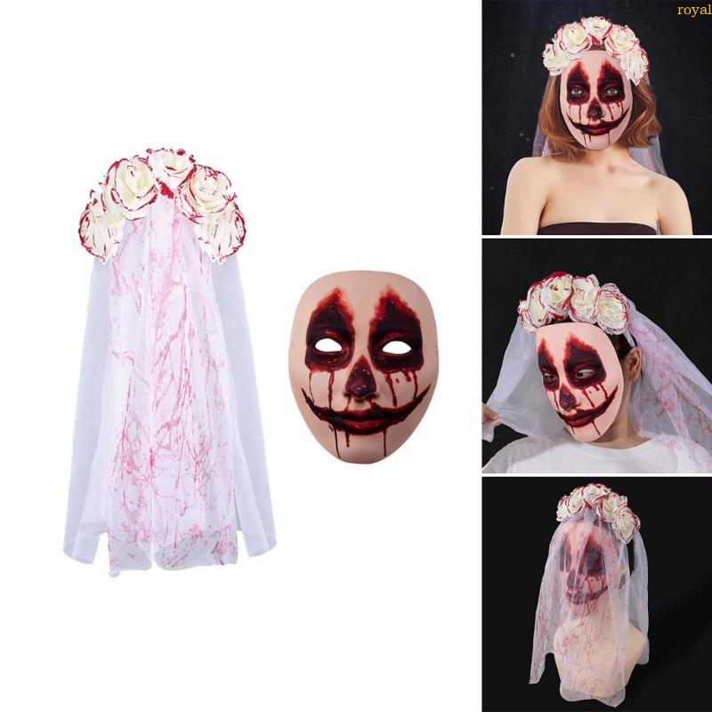 ชุดแต่งตัว Halloween พรหมสาวผี กับ blood bride veil และวงผมดอกไม้ ...