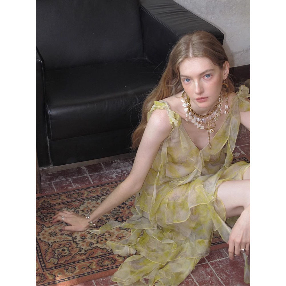 CARIEDO Sunset Lemon Tree Dress สไตล์บอยชิค-boho chic สำหรับฤดูร้อน ...