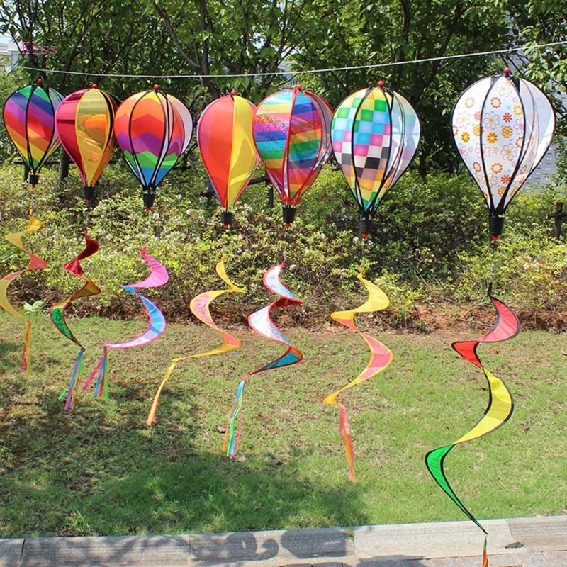 จูบบอลลูนอากาศร้อน Wind Spinner Rainbow Pinwheel Windsock เกลียว ...