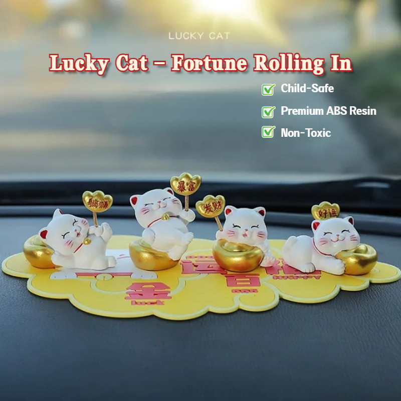 【Lucky Cat】Car Dashboard Decor Child-Safe Car Decor | Premium ABS Resin ...