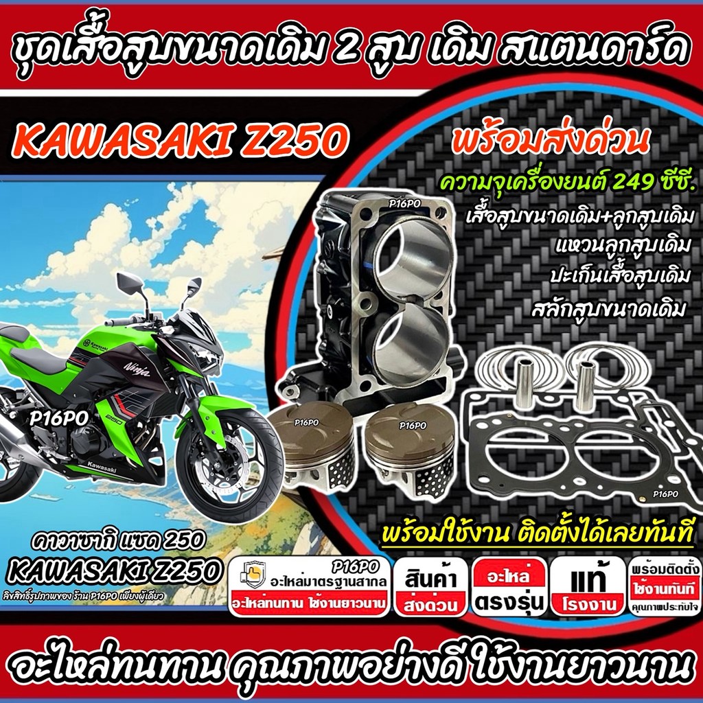 เสื้อสูบ Kawasaki Z250 ขนาดเดิม สแตนดาด ชุดเสื้อสูบ 2 สูบ คาวาซากิ แซด ...