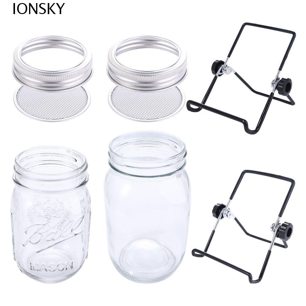 IONSKY Sprouting Jar Kit ขวดเมสันออร์แกนิกปากกว้างสแตนเลสเพื่อสุขภาพ ...