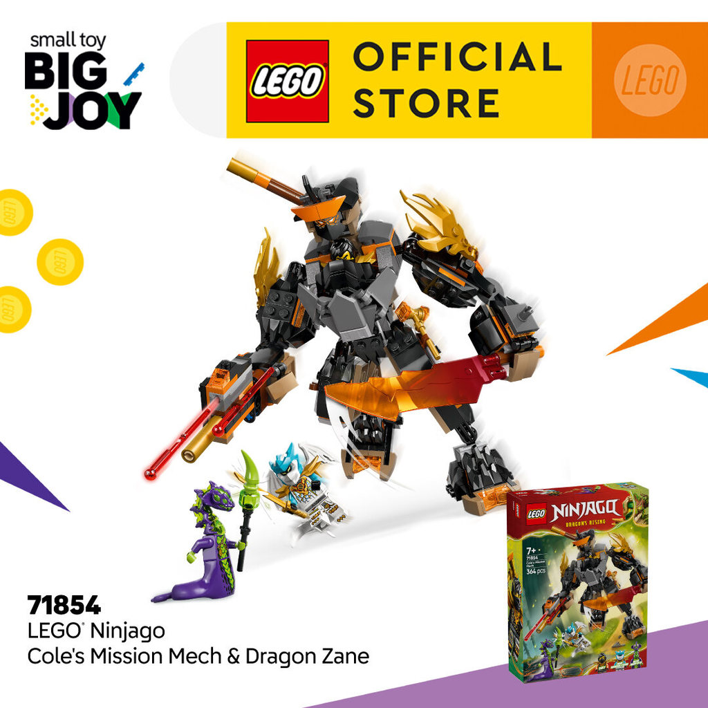 LEGO NINJAGO 71854 Cole's Mission Mech & Dragon Zane (364pcs ...
