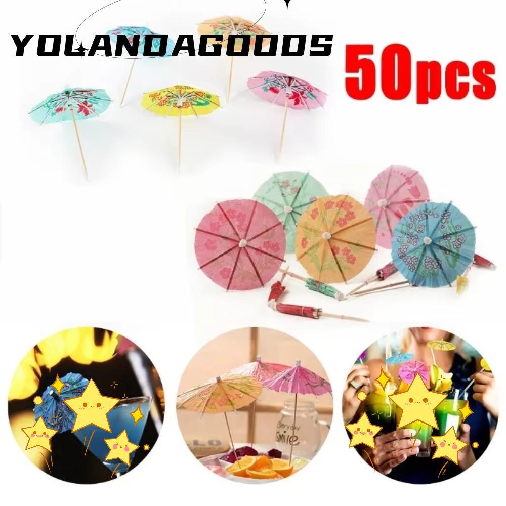 YOLA 50 ชิ้นกระดาษ Didi Parasols ไม้จิ้มฟัน,ฮาวายไม้ไผ่ไม้จิ้มฟัน Mini ...