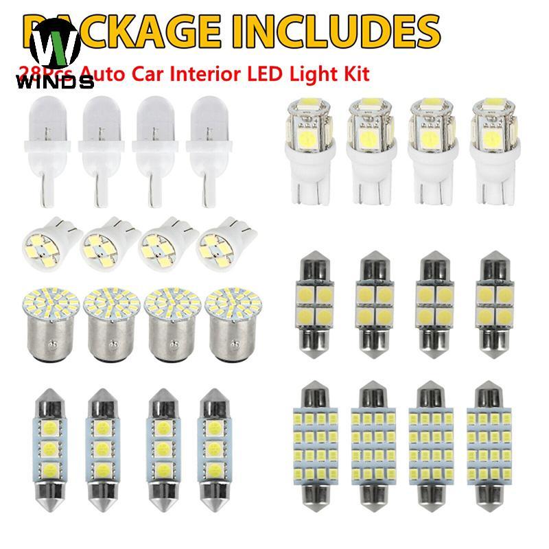 ODS 28 ชิ้น/เซ็ตภายในรถสีขาวไฟ LED โดมป้ายทะเบียนโคมไฟผสมหลอดไฟ OD ...
