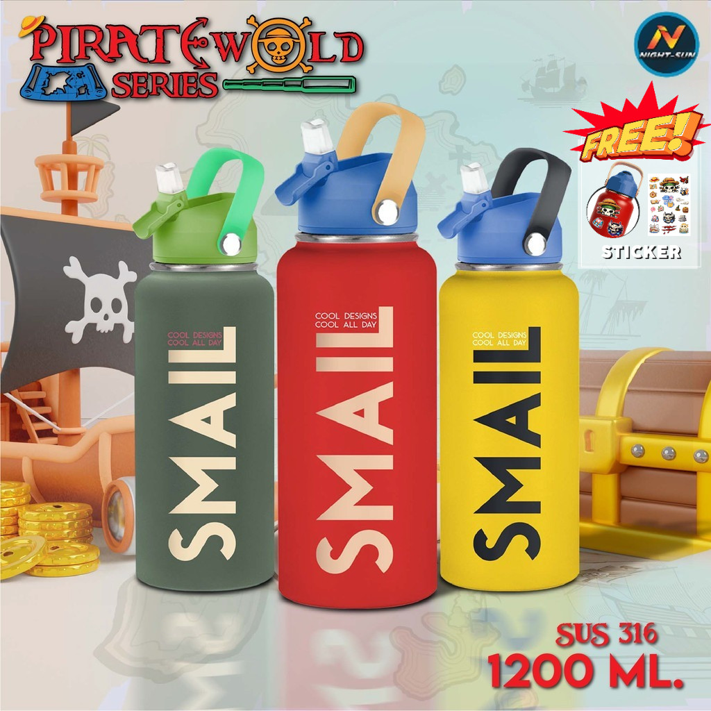 ขวดน้ำเก็บความเย็น SMAIL ขนาด1.2ลิตร ขวดน้ำสแตนเลส สีทูโทน กระบอกน้ำ ...