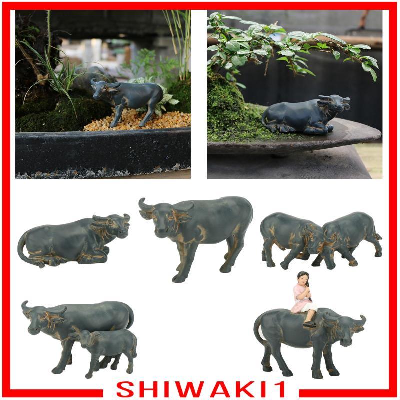 [Shiwaki1] ลูกวัว Rockery เครื่องประดับ Miniature Buffalo ตุ๊กตาเรซิ่น ...