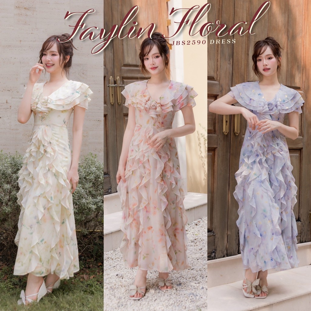 #JBS2590 Faylin Floral Dress Joobs studio | Shopee Thailand
