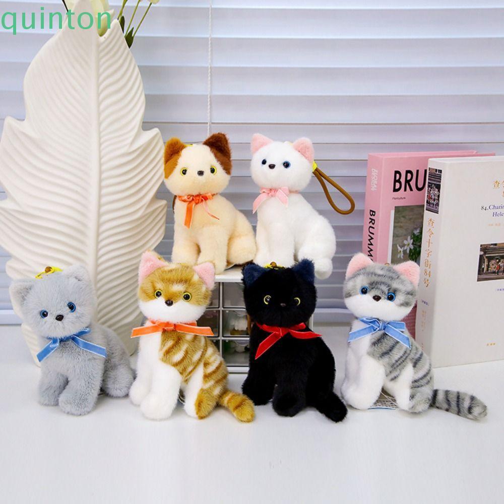 QUITON พวงกุญแจตุ๊กตาแมวขนาดเล็ก,เหมือนจริง PP Cotton Cat Plush Bag จี้ ...
