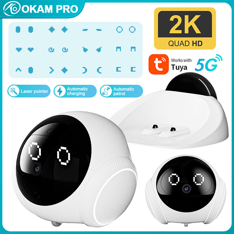 OKAM Magic S1 หุ่นยนต์กล้อง HD 2K 5G WIFI กล้องสัตว์เลี้ยงระยะไกลมือถือ ...