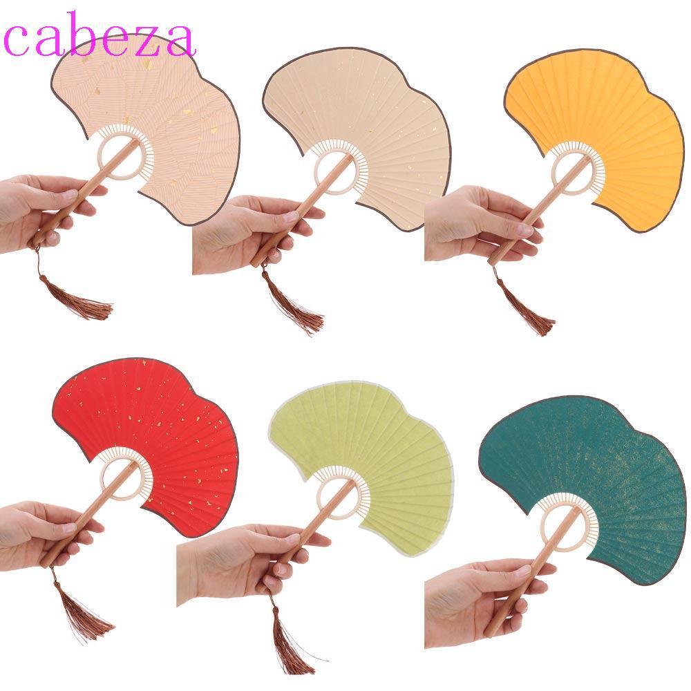 CABEZA Ginkgo พัดลมกลม, พัดลมกระดาษข้าวแบบพกพาสองด้าน, Cheongsam Dance ...