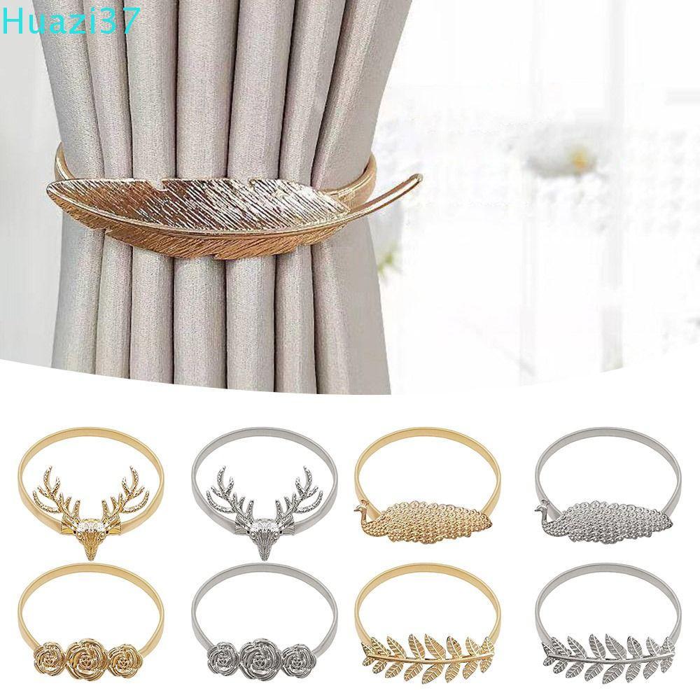 COMEE ตะขอยึดเชือกผ้าม่าน, ใบนกยูง Peony Elk Feather ผ้าม่าน Tieback ...