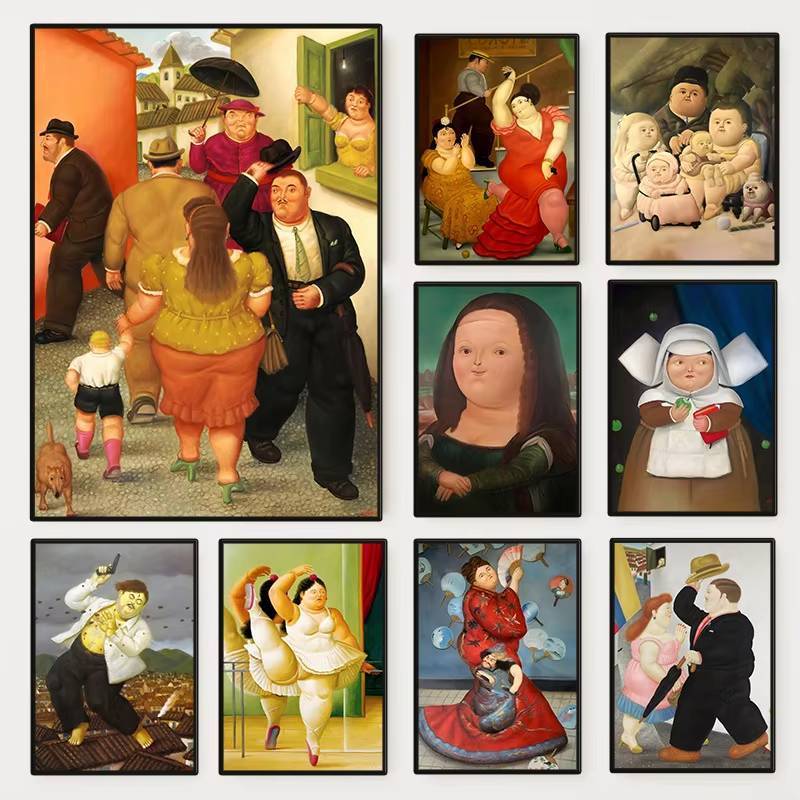 Fernando Botero Dancer โปสเตอร์ละตินอเมริกันบทคัดย่อ Human Portrait ภาพ ...