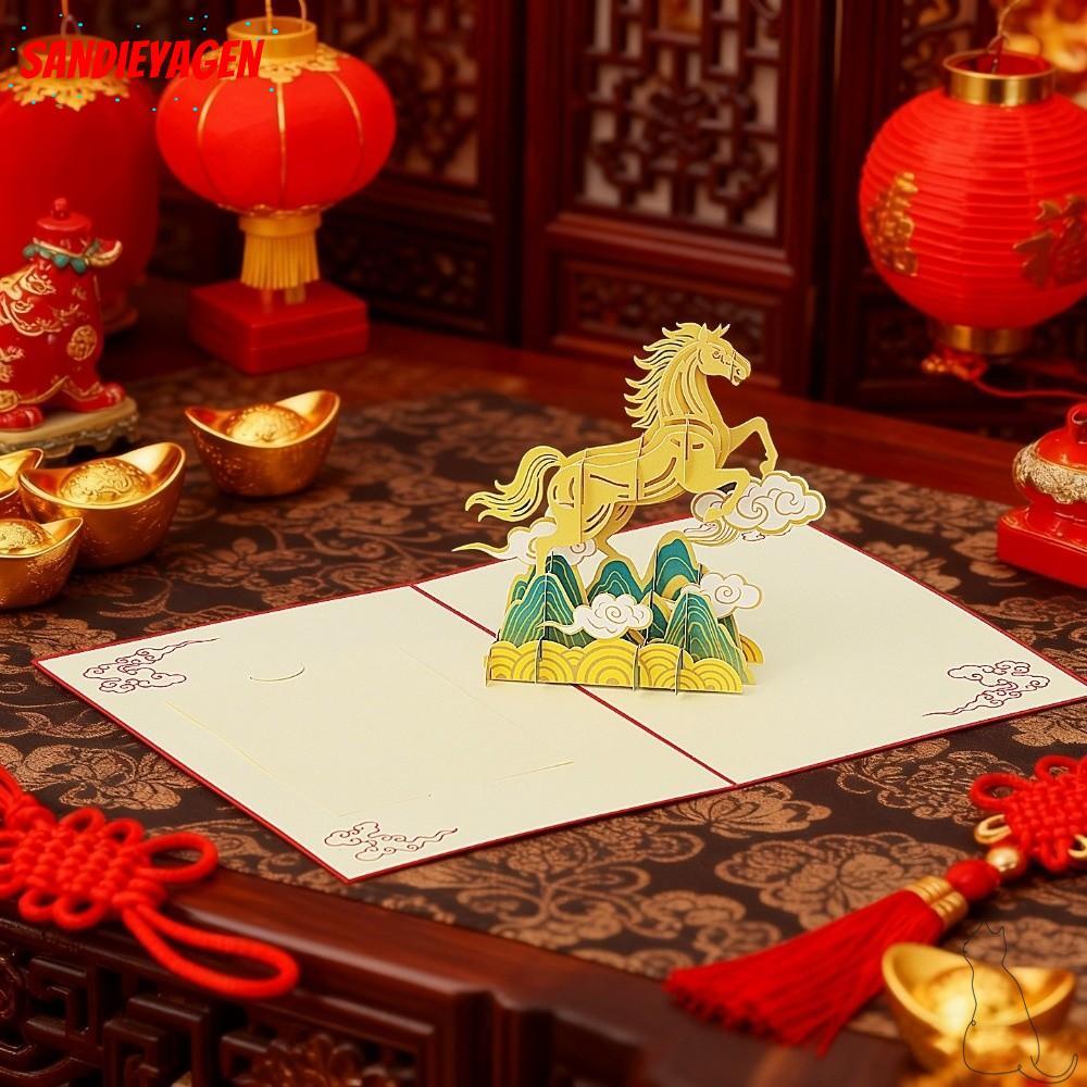 SANDYEYN การ์ด Lunar Year, Memo Paper Design Bounce Card, Festive ...