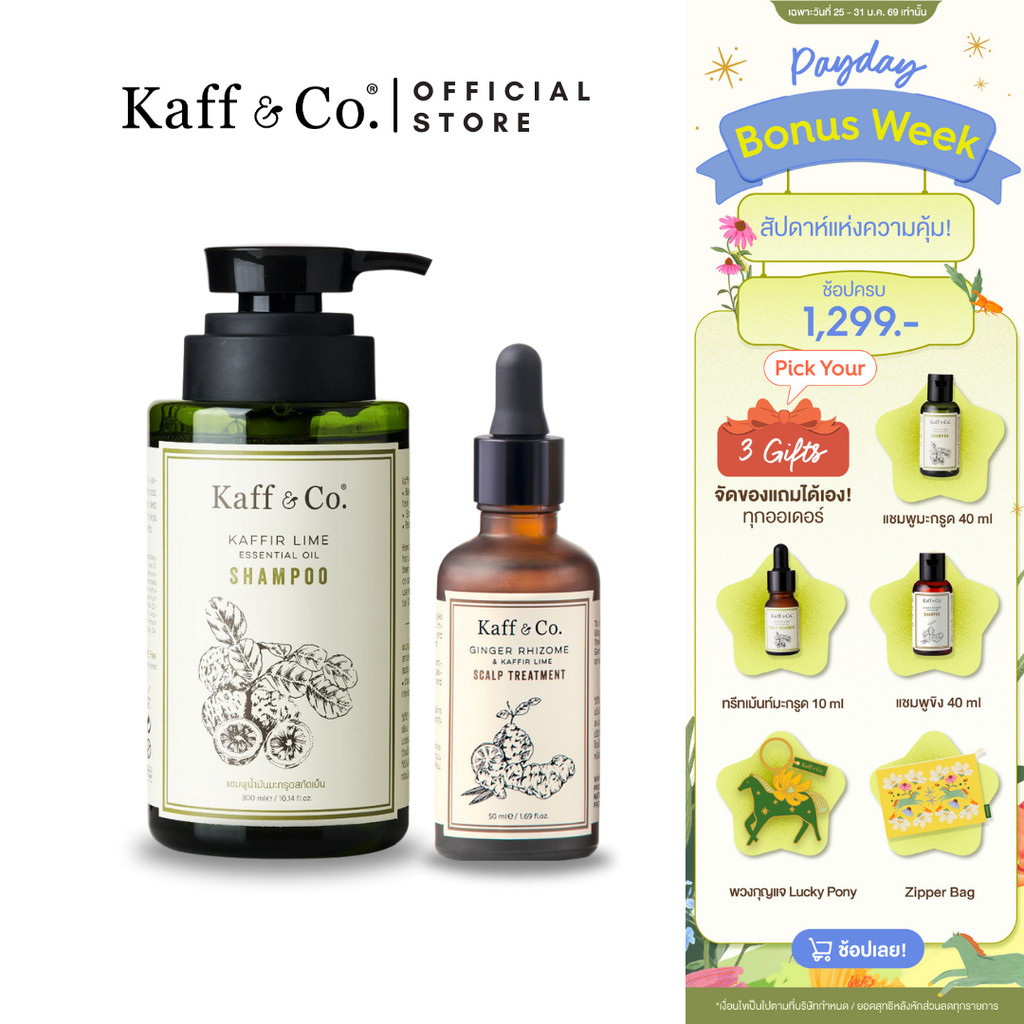 Kaff & Co. ชุดคู่ ดูแลหนังศีรษะให้แข็งแรง ลดผมร่วง ชะลอผมหงอก แชมพู ...