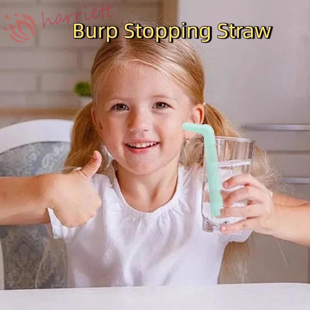 HARRIETT 5 ชิ้น Hiccup Straw, L-Shaped Reusable Belch Stopper Straw ...