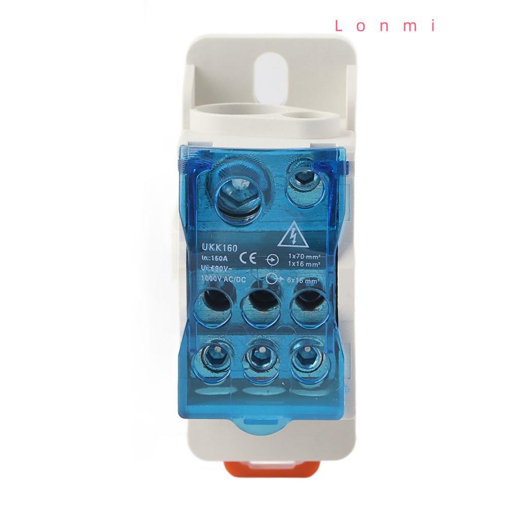 LONMI UKK160 DIN Rail Terminal Block Box, Blue 690V Distribution Box ...
