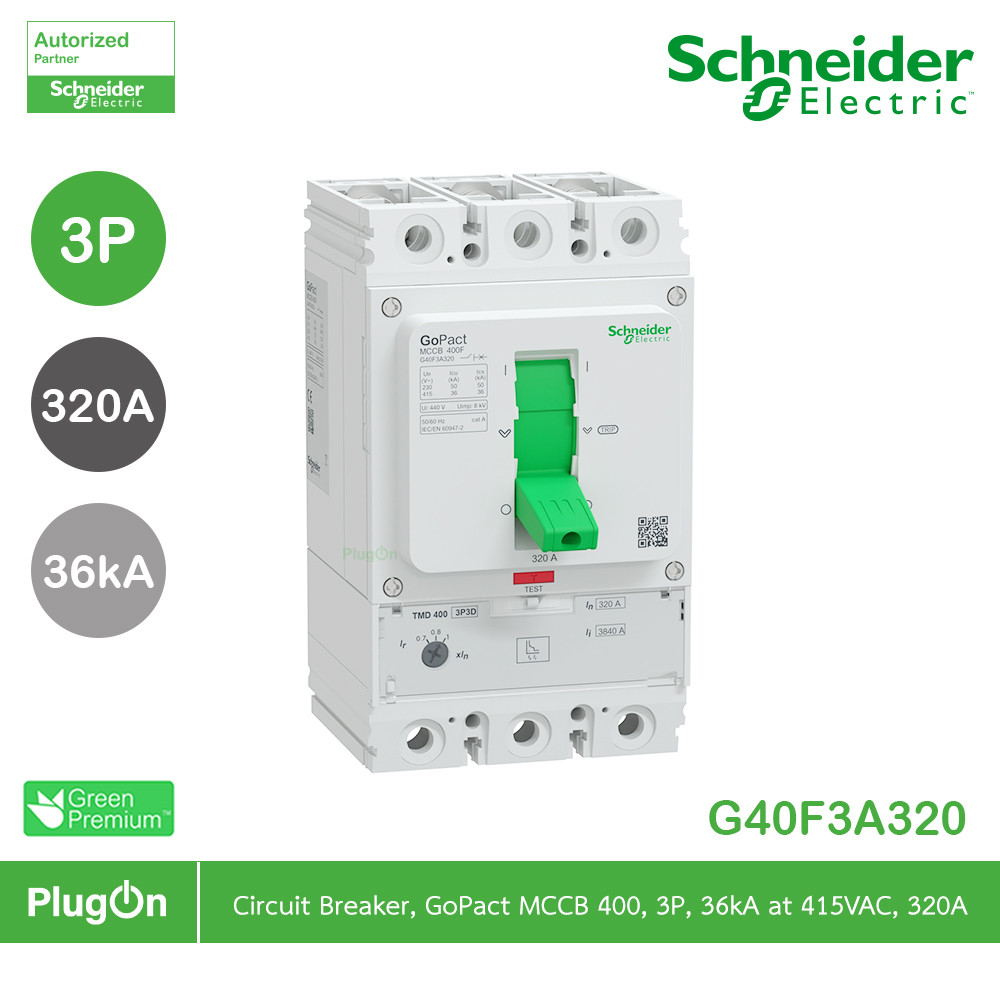 Schneider Circuit breaker GoPact MCCB 400 3P 36kA 415VAC 320A TMD trip ...
