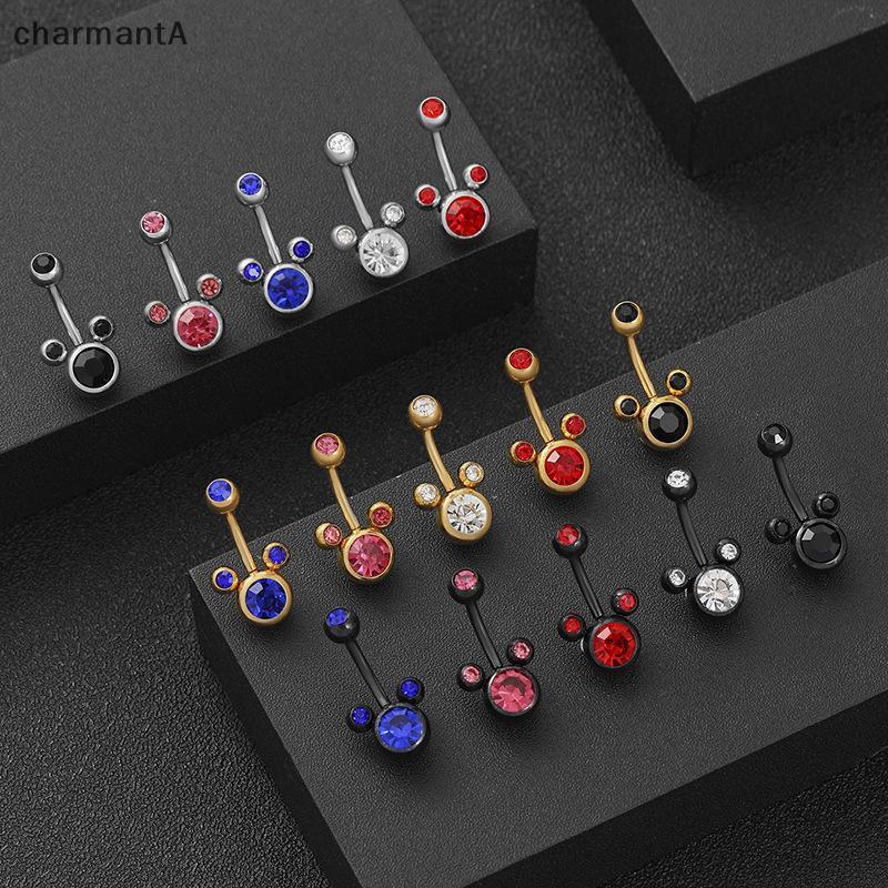 เครื่องประดับไทเทเนียมเหล็ก CharmantA แบบ Inlay เพชร สำหรับ belly ...