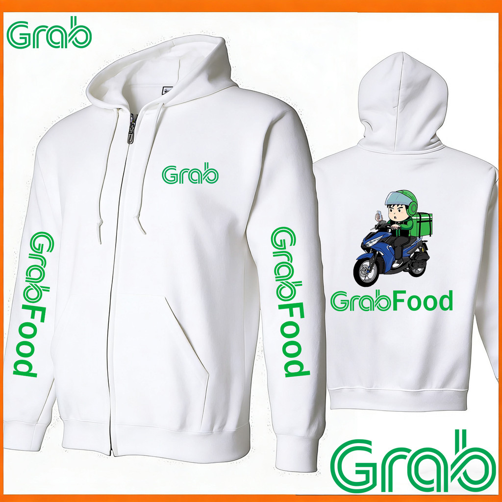 【เสื้อฮู้ด】Grab Delivery Zip-Up Sweatshirt เสื้อกันหนาว Unisex เสื้อกัน ...