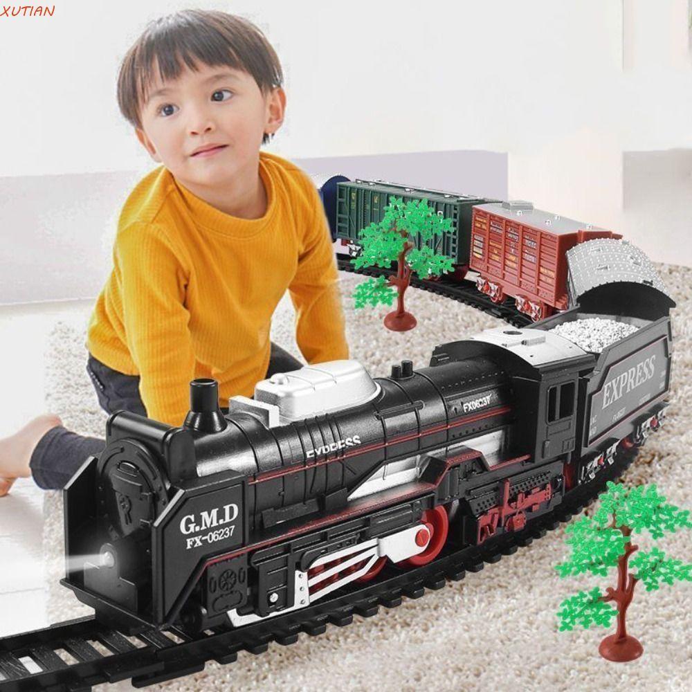 XUTIAN Train Freight Train Toy, Locomotive Playset จําลองรางรถไฟ ...