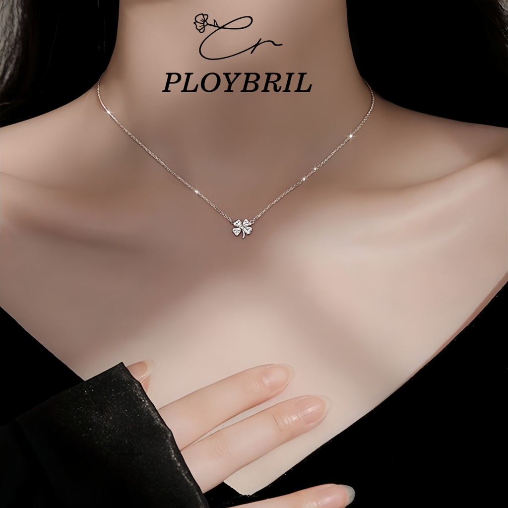 PLOYBRIL สร้อยคอจี้โคลเวอร์สี่แฉก ประดับคริสตัลหรูหรามาก เครื่องประดับ ...
