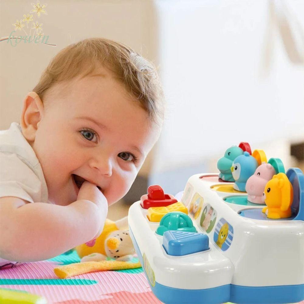 KOWEN Baby Pop Up Montesorri ของเล่น, ธีมสัตว์พร้อมปุ่ม Peekaboo กล่อง ...