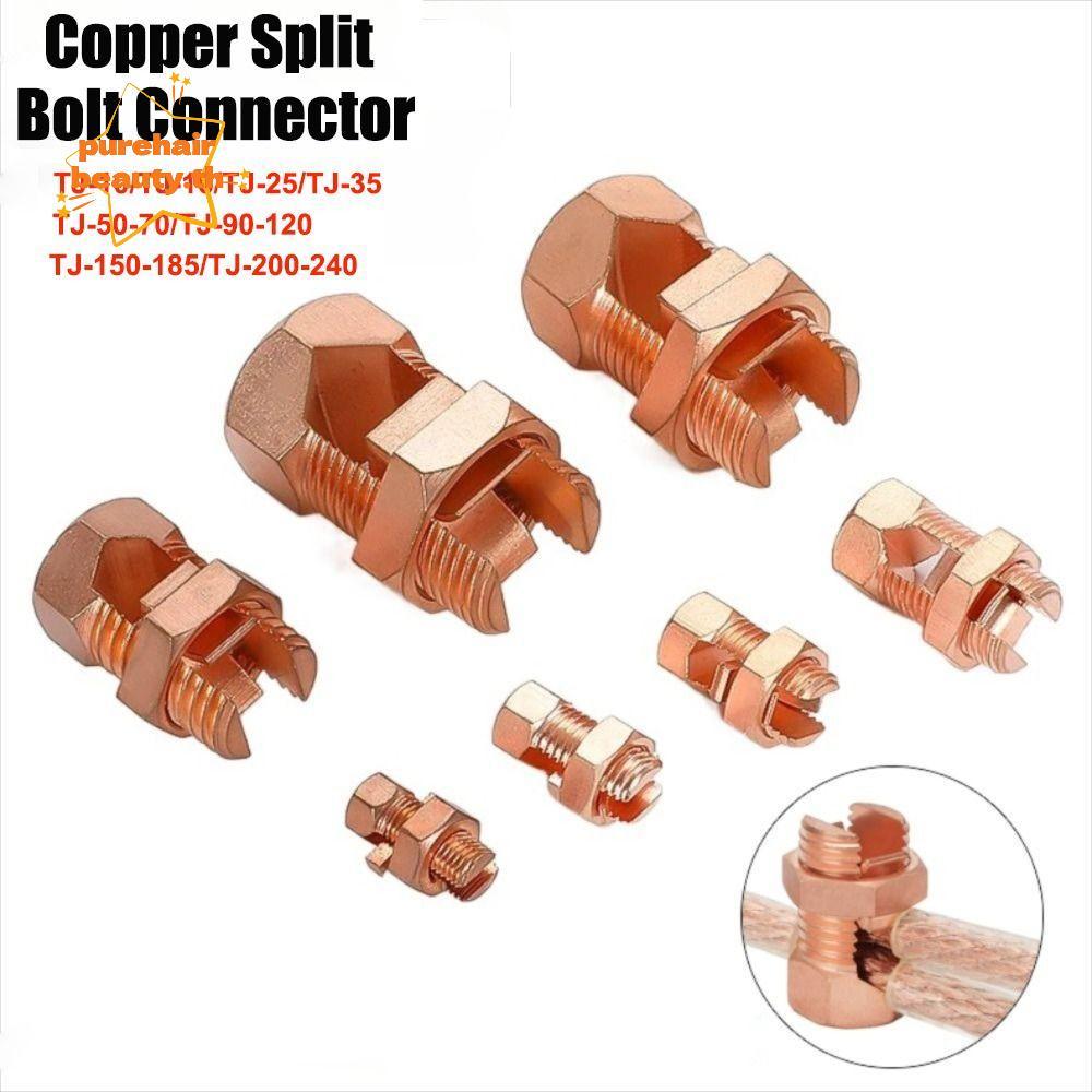 PUREHAIRBEAUTY ขั้วต่อ Split Bolt, ทนทาน TJ Series Copper Split Bolt ...