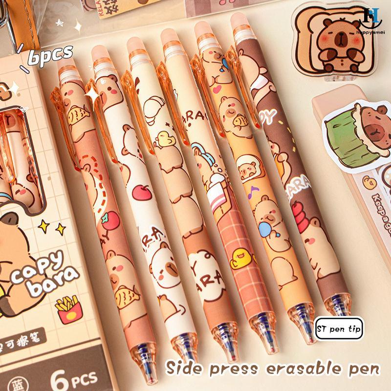 [GA] 6 ชิ้นน่ารัก Capybara ปากกาเจล Kawaii ชุดปากกา Quily-Drying Blue ...