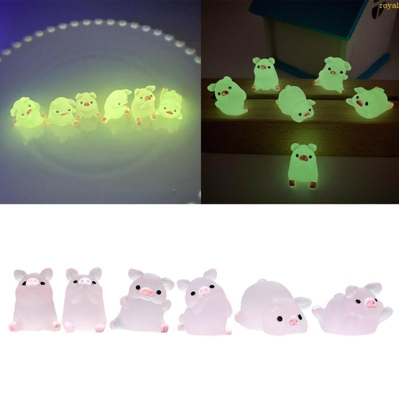 (ส่วนลดสูง)oyalking.th 6 ชิ้น Luminous Pig เครื่องประดับกุญแจรถ Mini เร ...