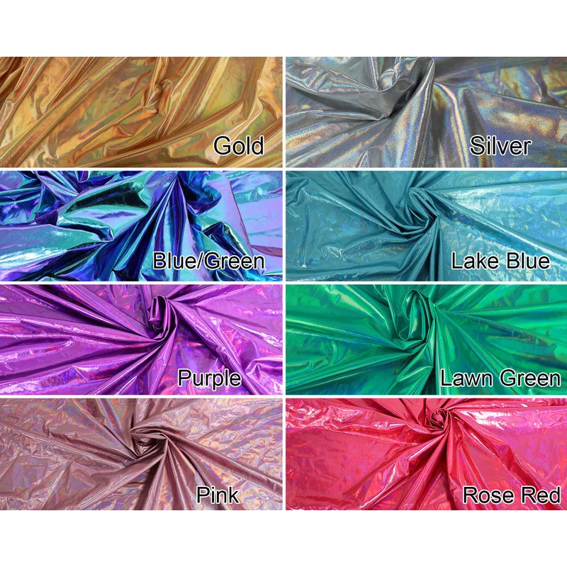 Holographic Foil Iridescent Spandex Fabric 2 Way Stretchy for DIY Stage ...