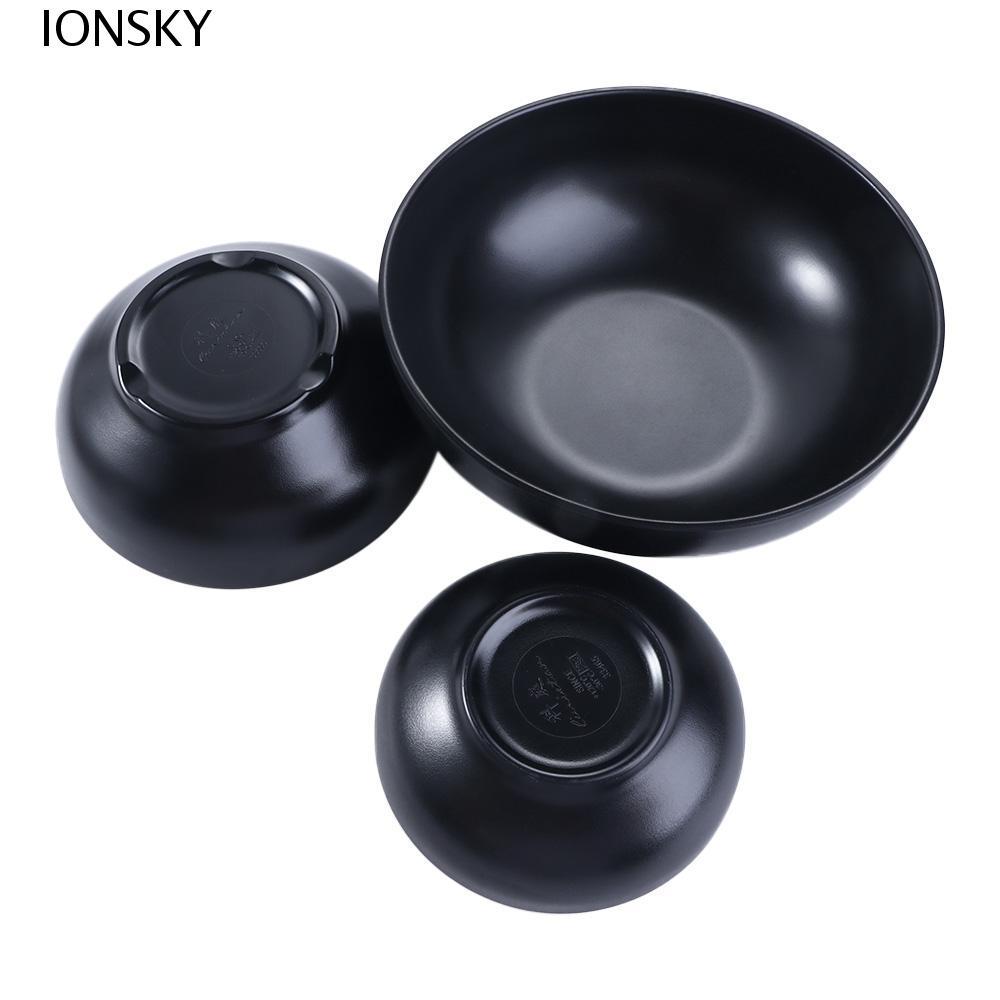 IONSKY Ramen Bowl เลียนแบบ Porcelain เมลามีนทนฤดูใบไม้ร่วง 5 ขนาดสีดํา ...