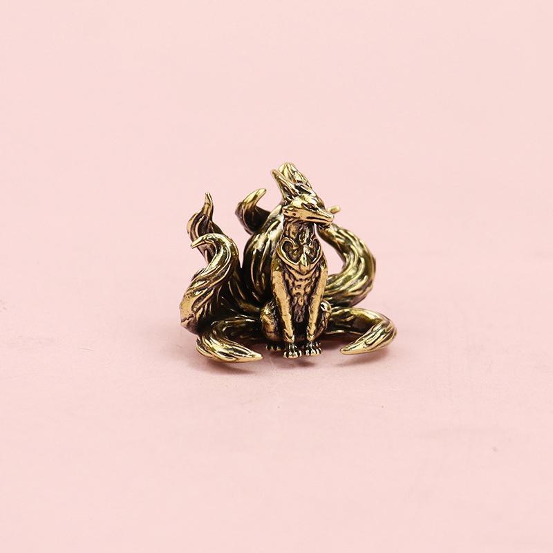 Newwellknownbliss Miniature ทองเหลืองโบราณ Lucky Nine Tailed Fox ...