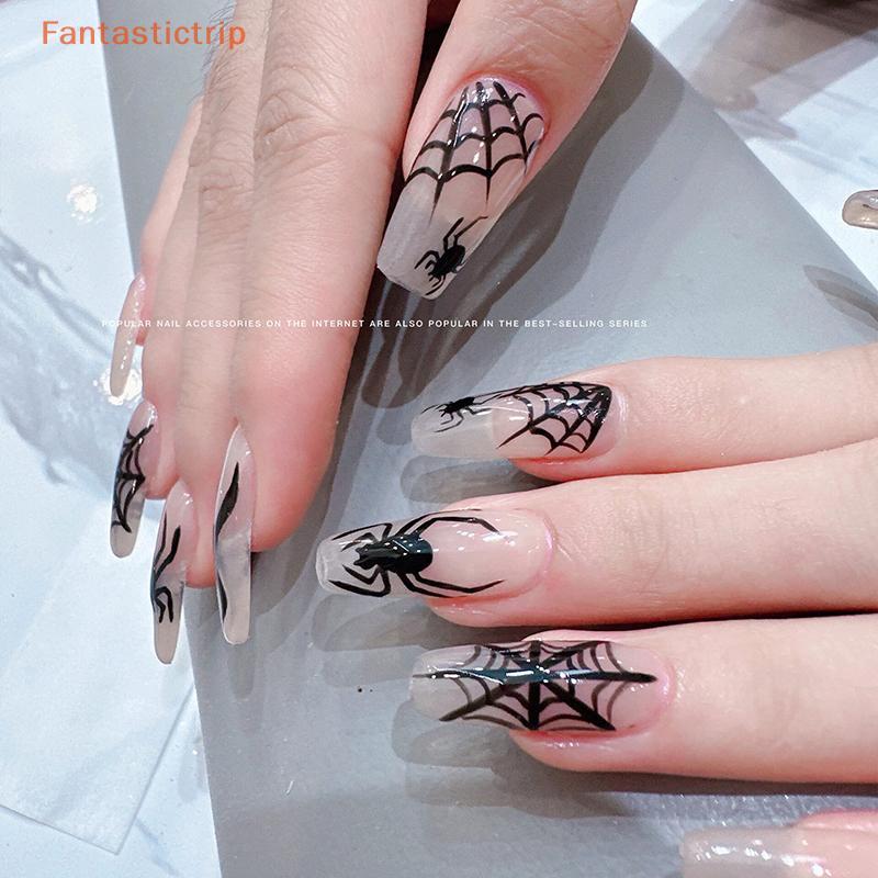 Fantastictrip และสีขาว Gilded Spider Shape ภาพวาดสติกเกอร์เล็บกาว ...