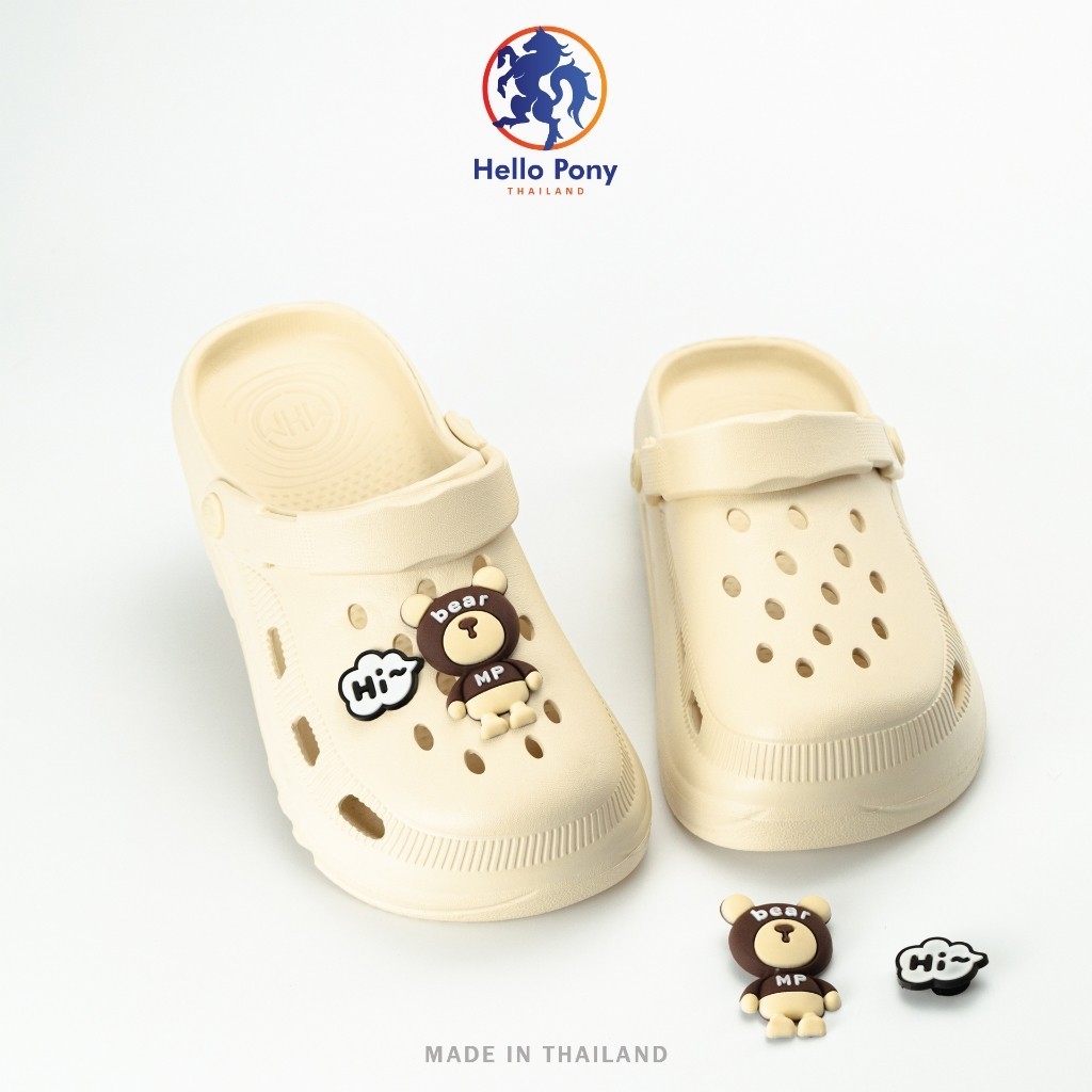 Hello Pony รุ่น MHM4017 รองเท้าแตะเจาะรู รองเท้าแตะรัดส้น มีตัวติด ...
