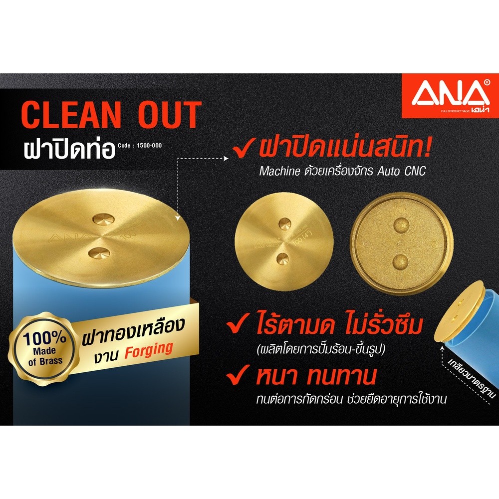 ANA ชุดฝาส้วม clean out+ท่อ PVC รุ่น Clean Out ขนาด 4 นิ้ว สีทอง รับ ...