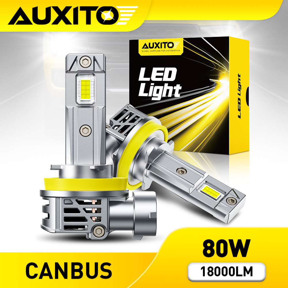 AUXITO 2PC ไฟหน้า M6S H11 LED 80W 18000LM H4 H1 H7 9005 HB3 9006 HB4 ...