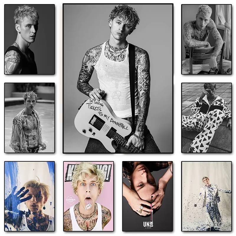 นักร้อง M-Machine Gun K-Kelly โปสเตอร์ MGK ภาพวาดผ้าใบพิมพ์ Gallery ...