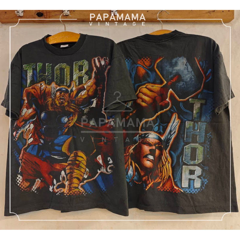 [ ล้านเสื้อ ] THOR Classic Marvel Comic Bio washed Big Screen เสื้อวิน ...