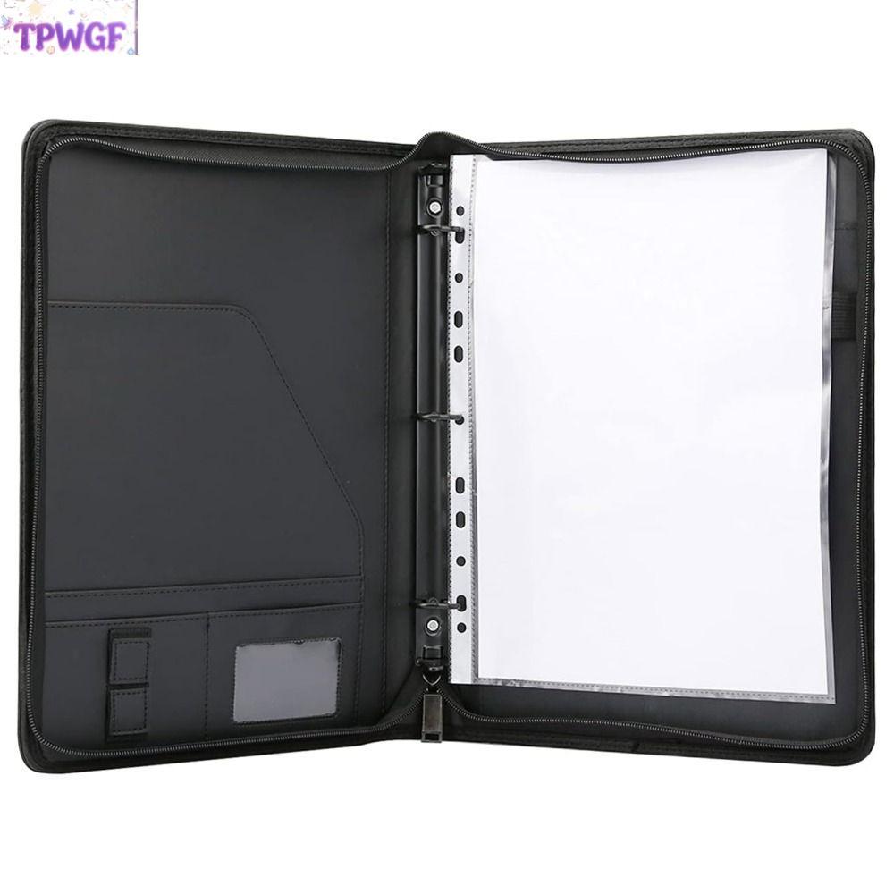 TPWGF A4 เอกสาร Binder Organizer, หนังรีฟิลแฟ้มโฟลเดอร์, ซิป 3 แหวน ...