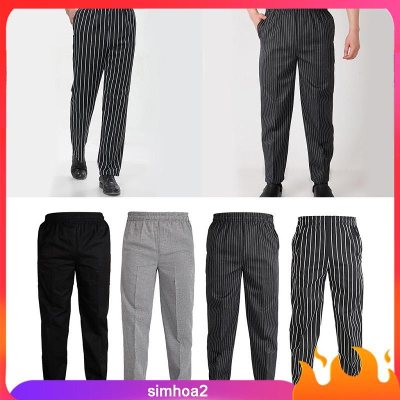 [Simhoa2] Cook Pants Kitchen Catering โพลีเอสเตอร์ Baggy Chef Pants ...